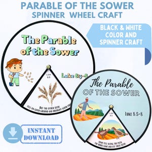 Printable Parable of the Sower Coloring Spinner Wheel | Bible Verse ...
