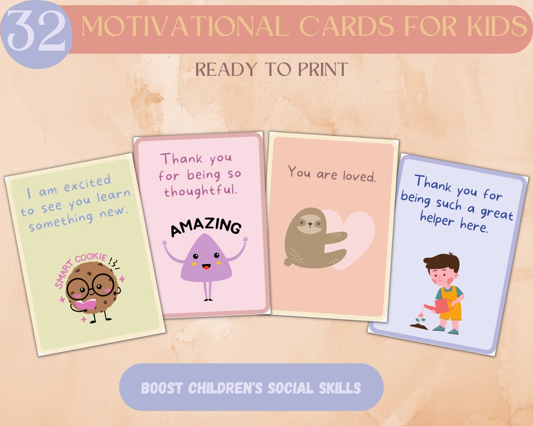 Motivational Flashcards for Childreninspirational Flashcards - Etsy
