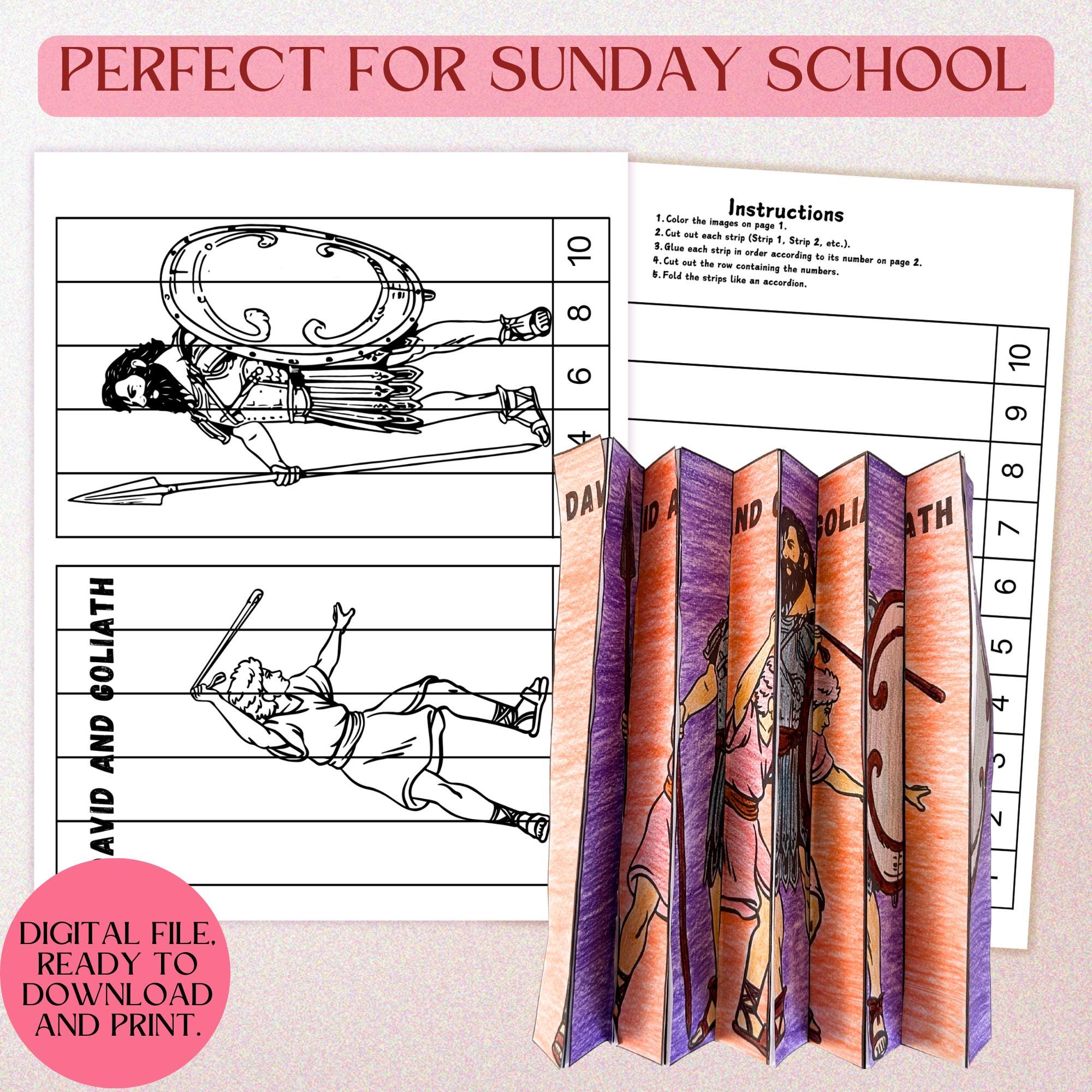 Printable David and Goliath Agamograph – Sunday School Craft, Instant ...