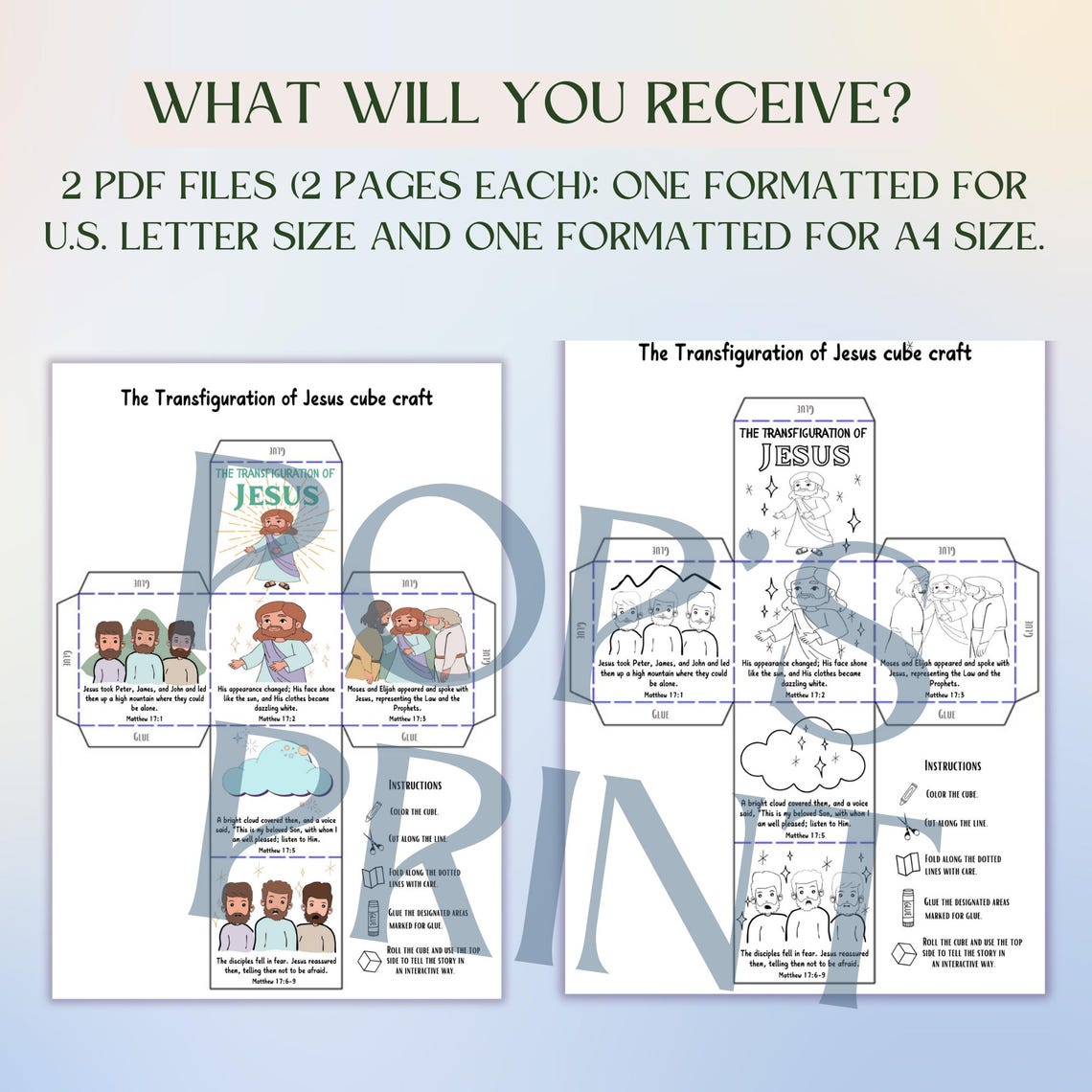 Transfiguration Lesson for Kids| Cube Craft| Printable Sunday School ...