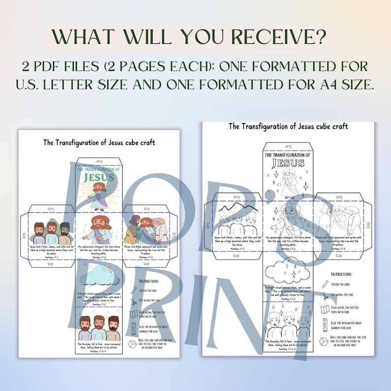 Transfiguration Lesson for Kids| Cube Craft| Printable Sunday School ...