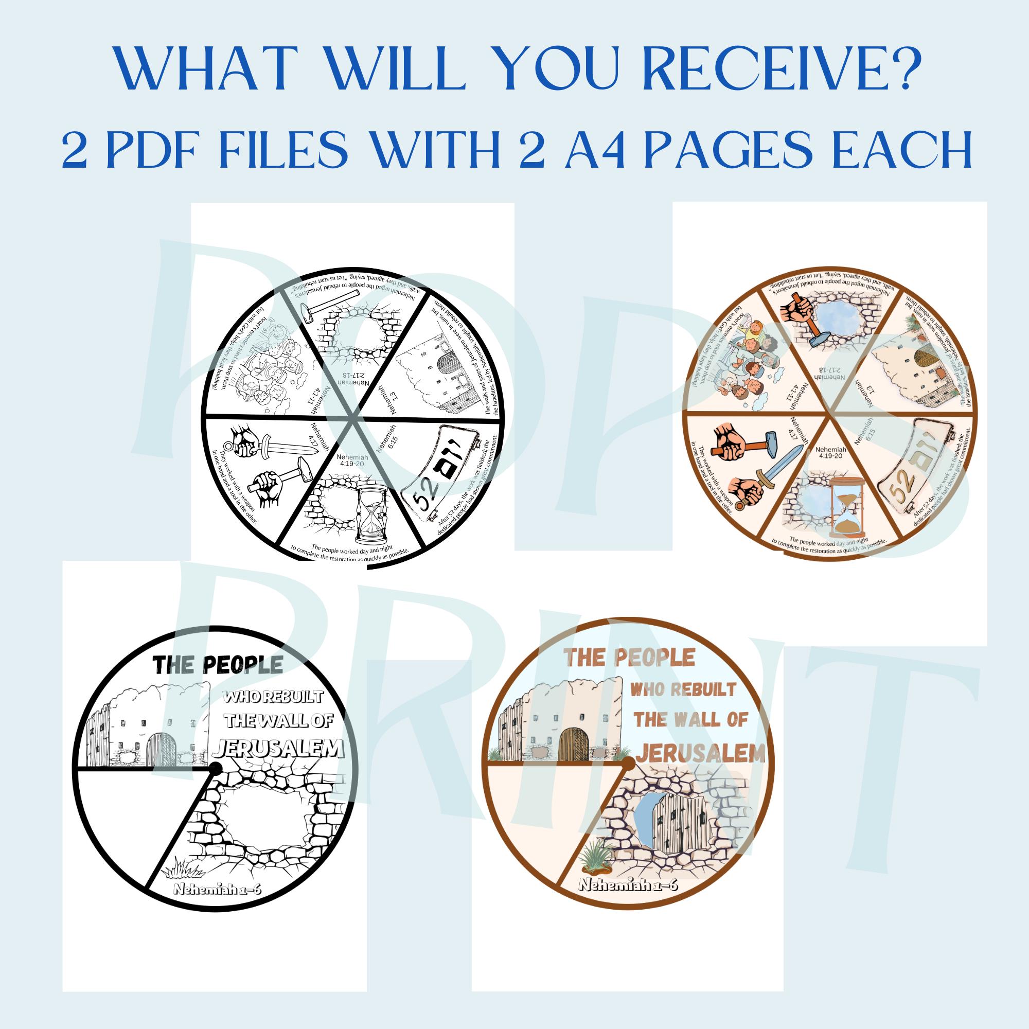 Printable the People Who Rebuild the Wall of Jerusalem Spinner Wheel ...