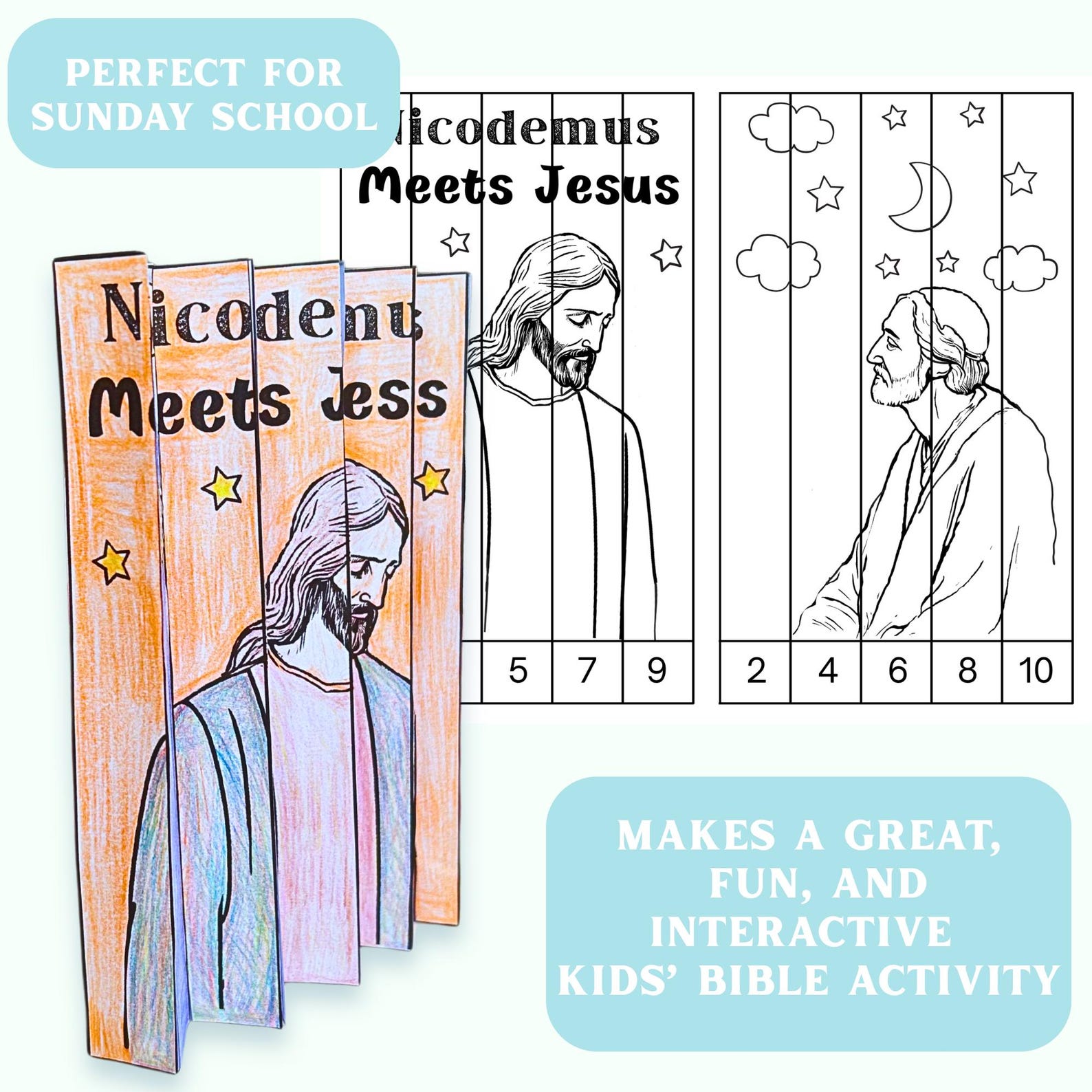 Nicodemus Meets Jesus Agamograph Craft , Sunday School Bible Activity ...