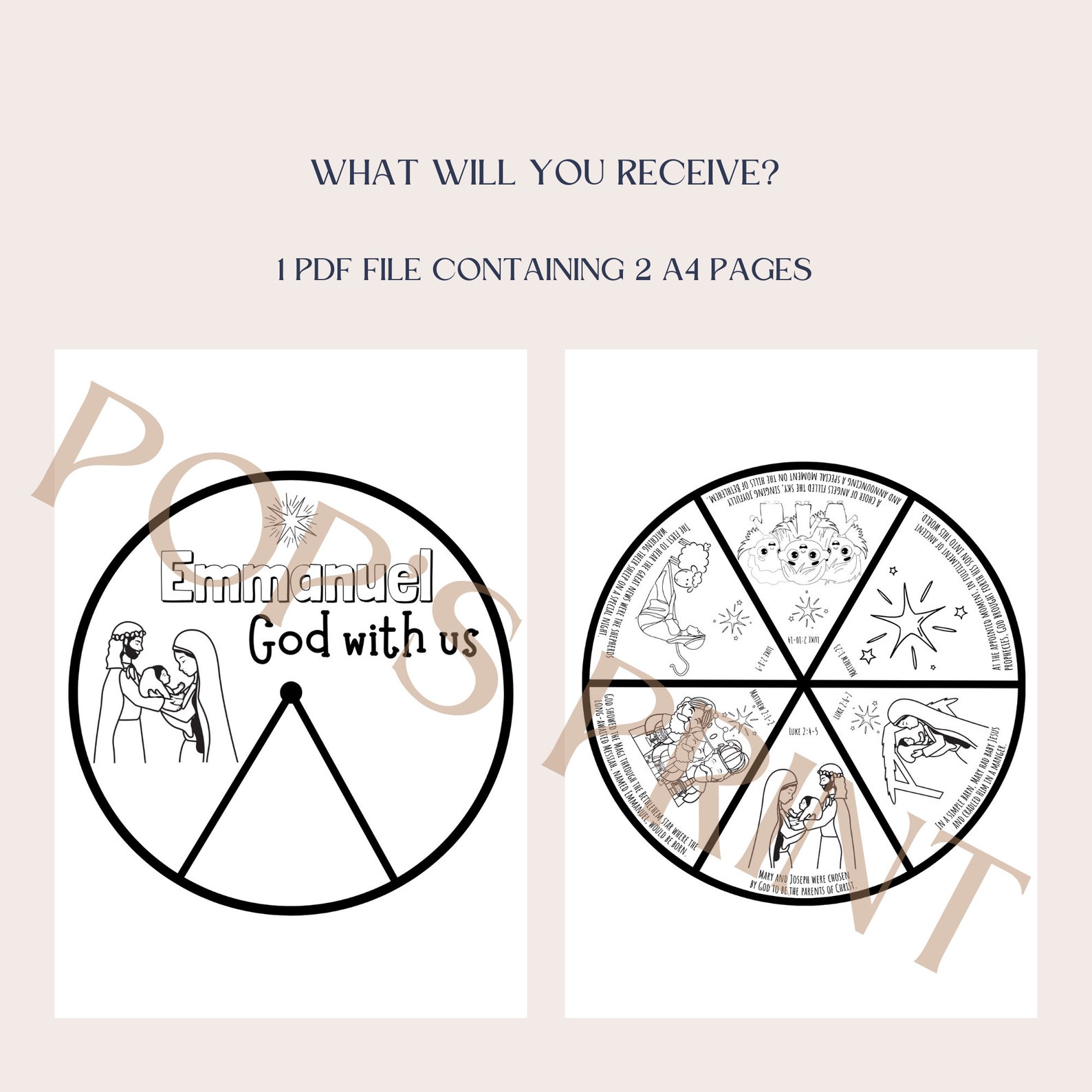 Sunday School Printable Craft, Emmanuel: God With Us Coloring Spinner ...