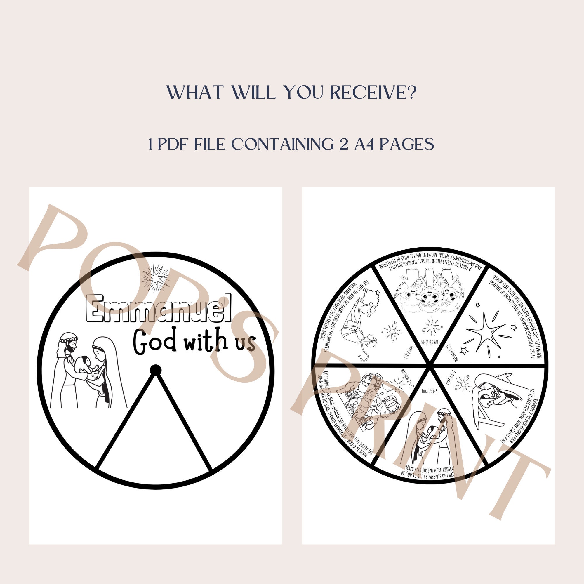 Sunday School Printable Craft, Emmanuel: God With Us Coloring Spinner ...