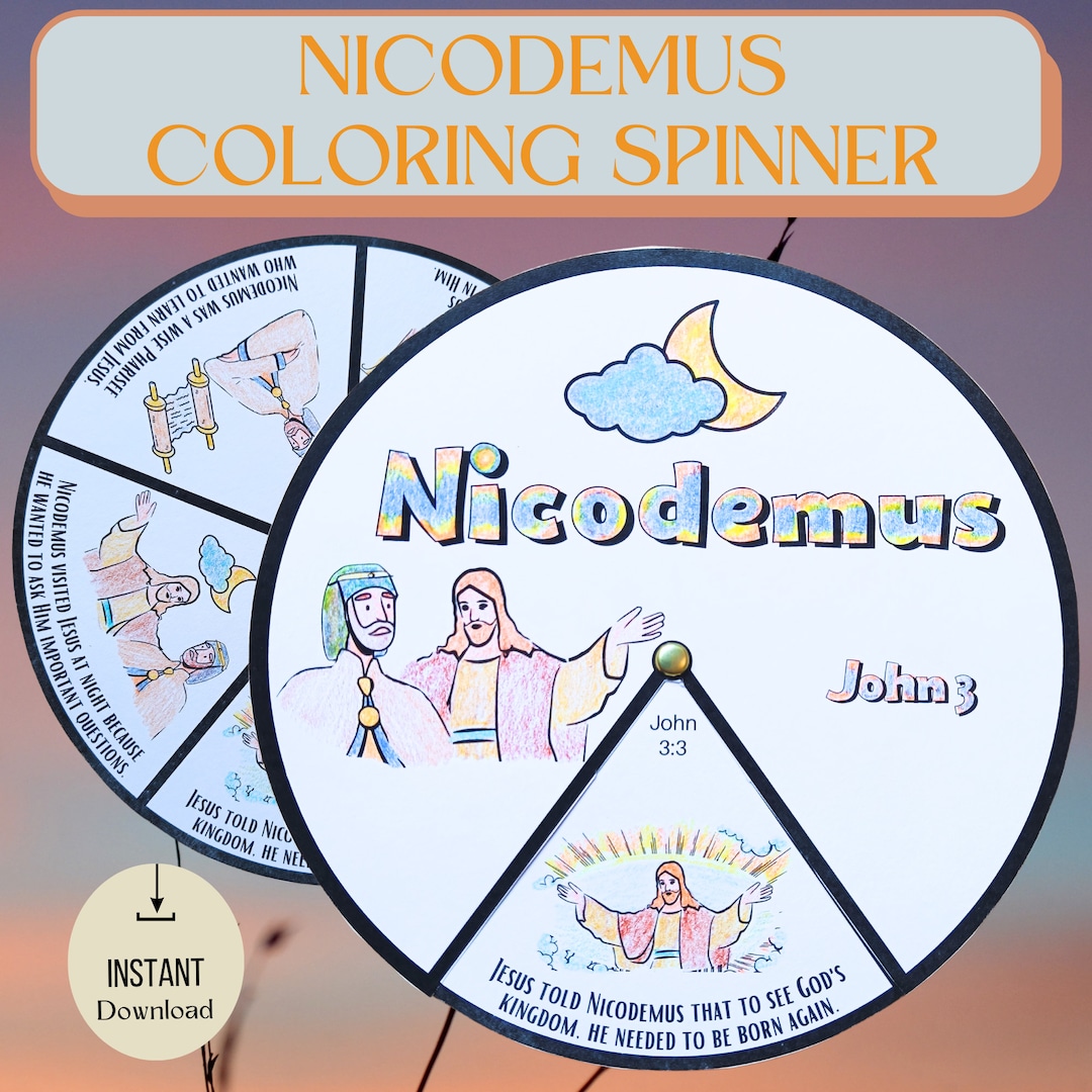 Nicodemus Coloring Spinner Wheel Nicodemus Craft Sunday School Lesson Kids Ministry Craft Bible ...