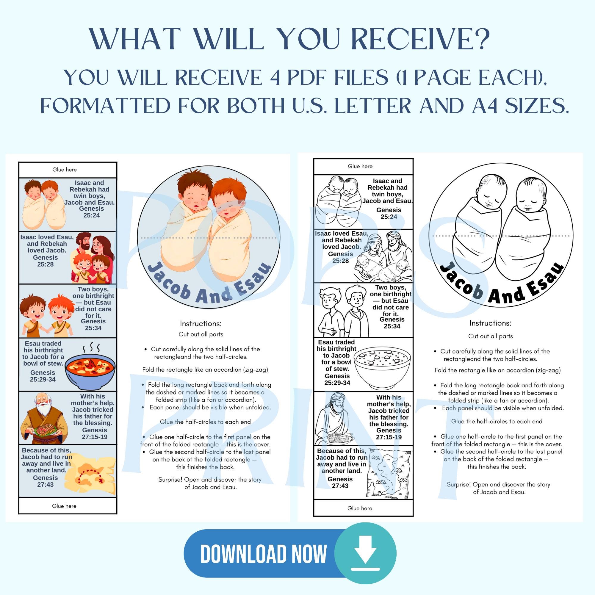 Printable Jacob and Esau Folding Surprise Booklet, Sunday School Craft ...