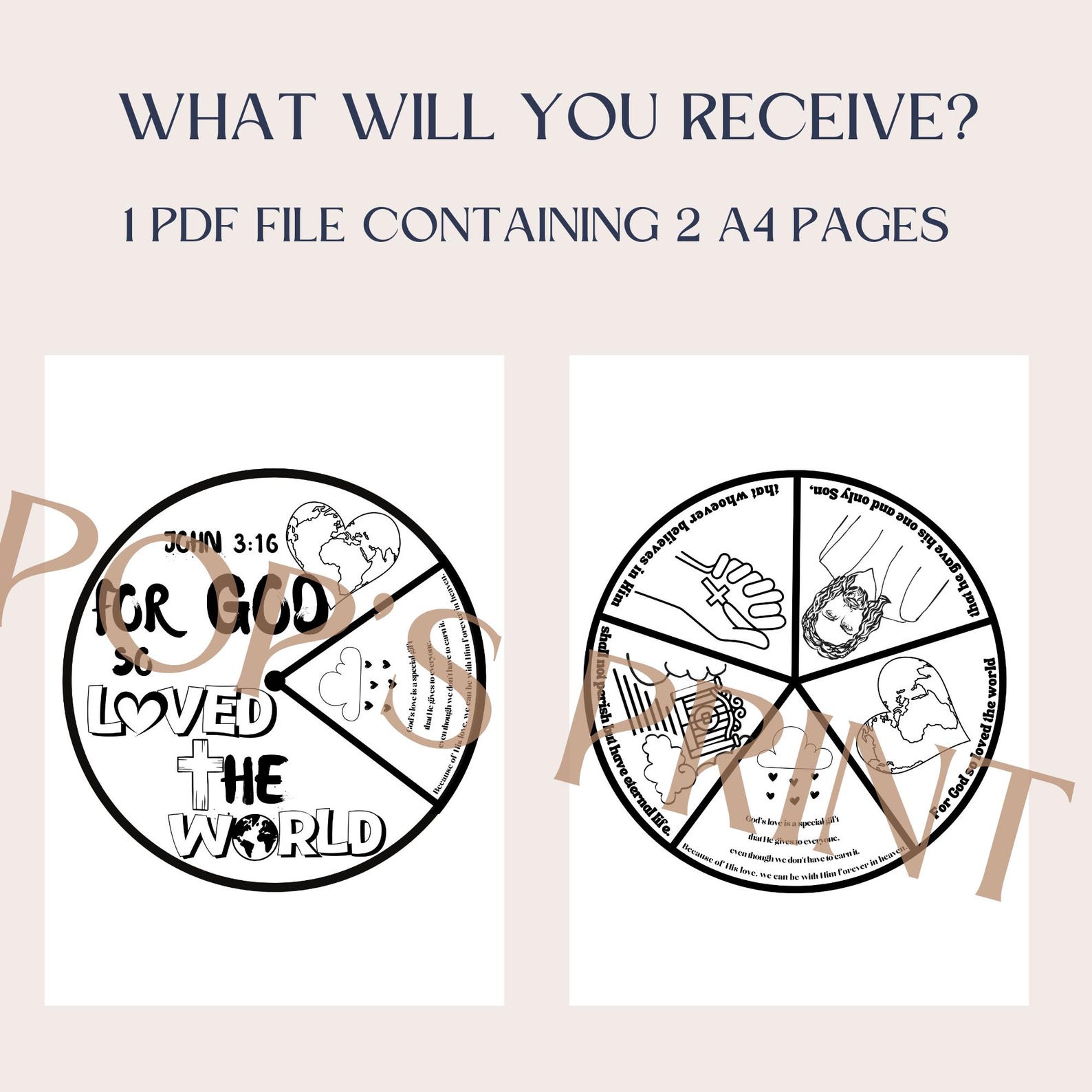 Printable Sunday School Craft, John 3:16 "for God so Loved the World ...