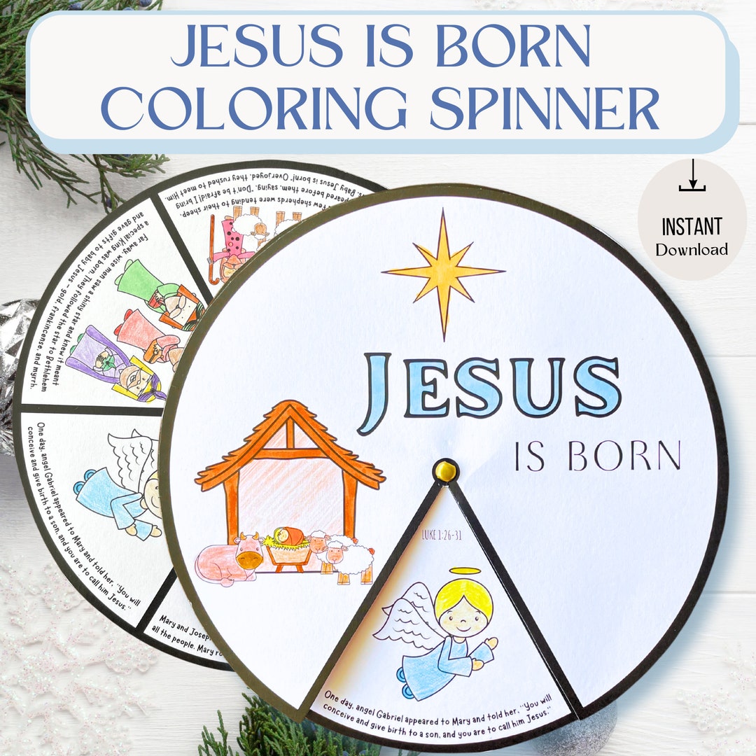 Jesus is Born Coloring Spinner Wheel| Nativity Craft| Sunday School ...