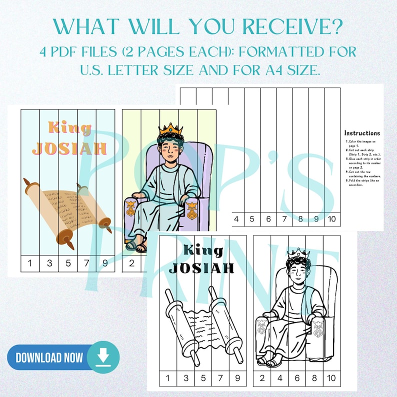 Printable King Josiah Agamograph Sunday School Craft, Bible Story ...