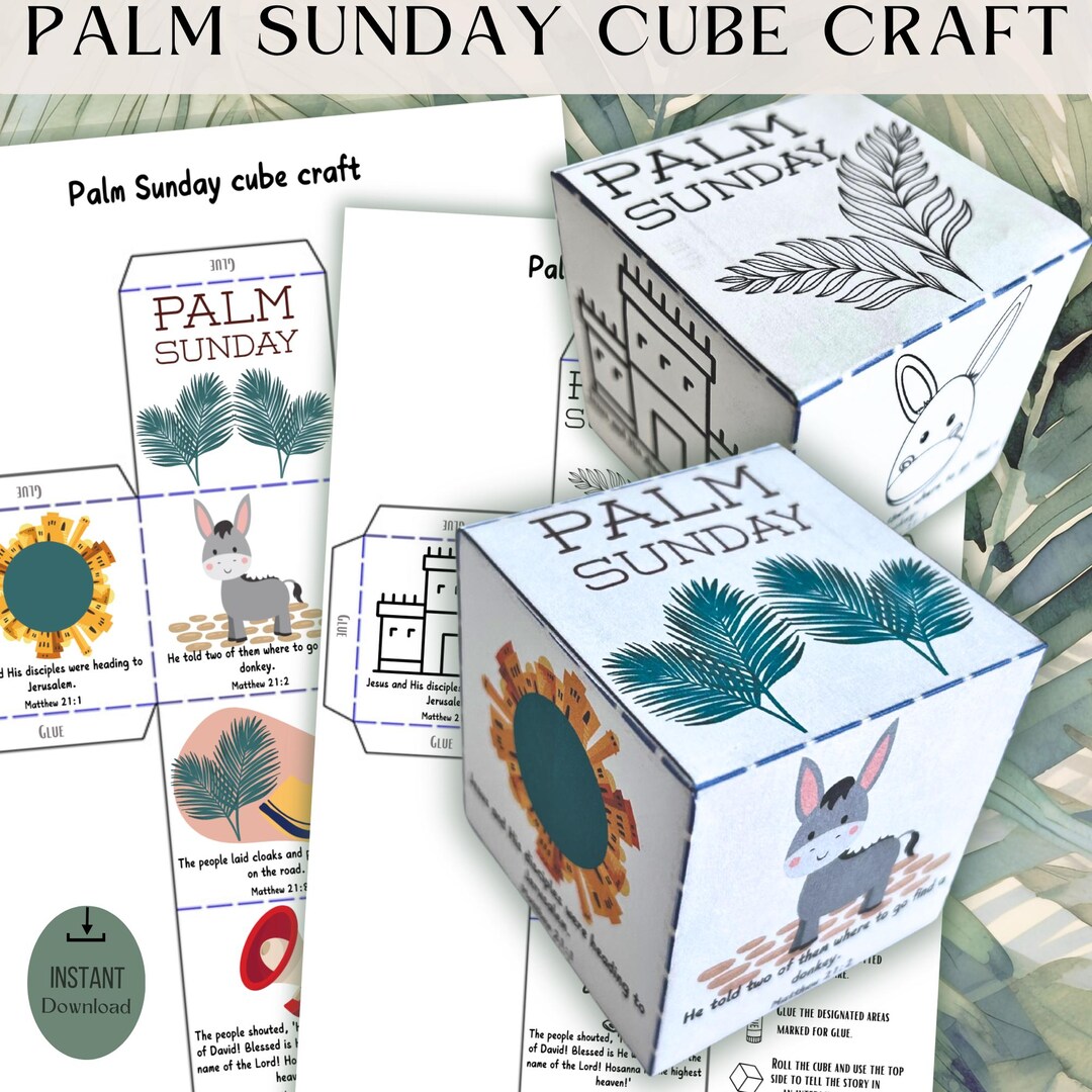 Palm Sunday Cube Craft| Printable Sunday School Bible Activity| Game ...