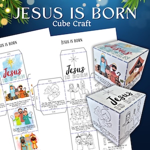 Jesus is Born Cube Craft, Christmas Printable Bible Activity, Memory ...