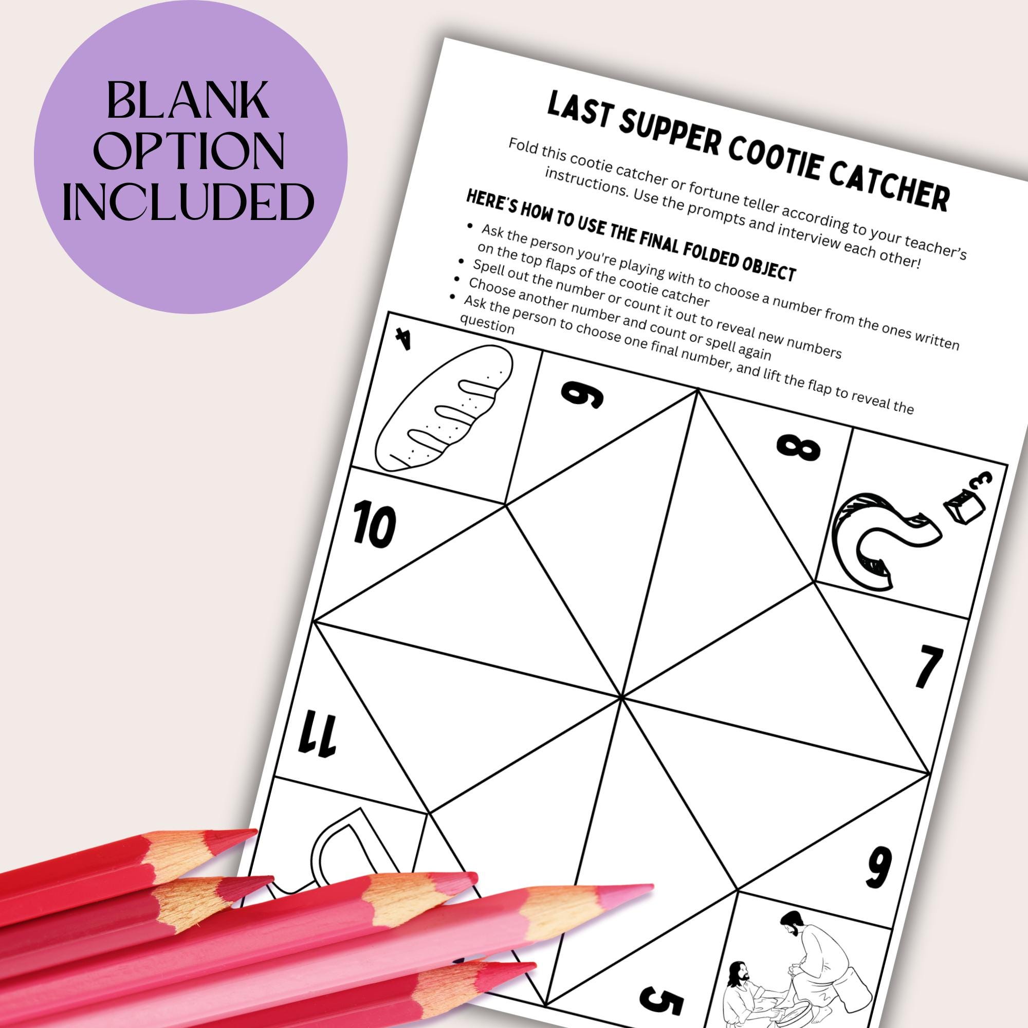 Last Supper Story for Kids| Cootie Catcher| Printable Sunday School ...
