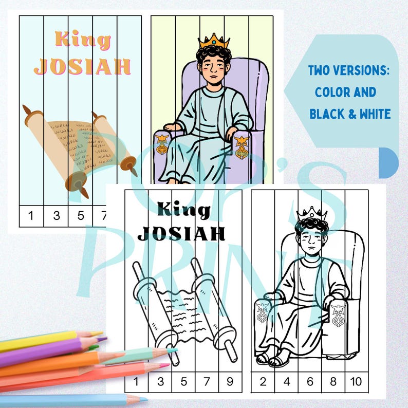 Printable King Josiah Agamograph Sunday School Craft, Bible Story ...