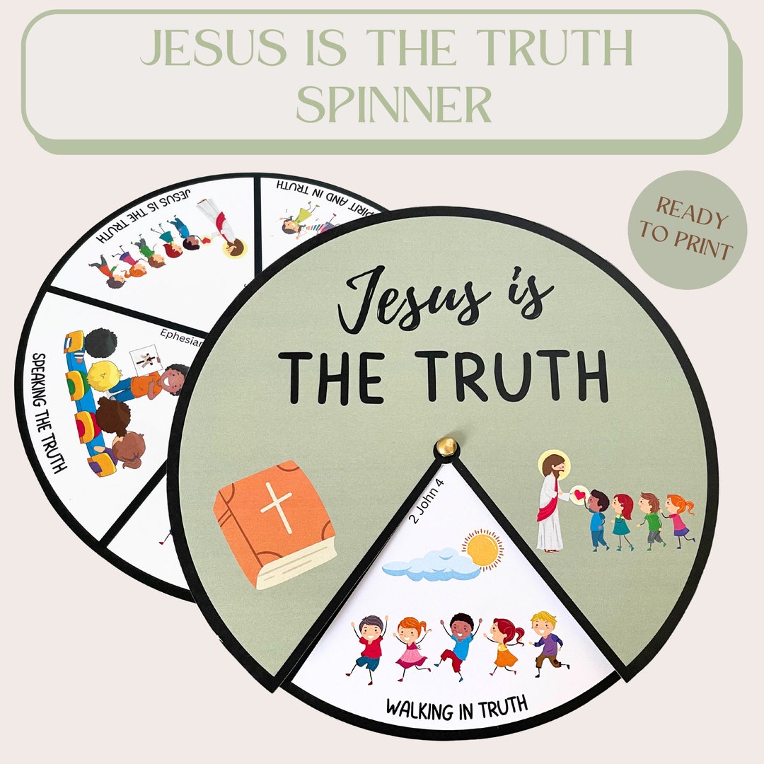 Printable Jesus is the Truth Spinner Wheel, Jesus Bible Spinner Craft ...