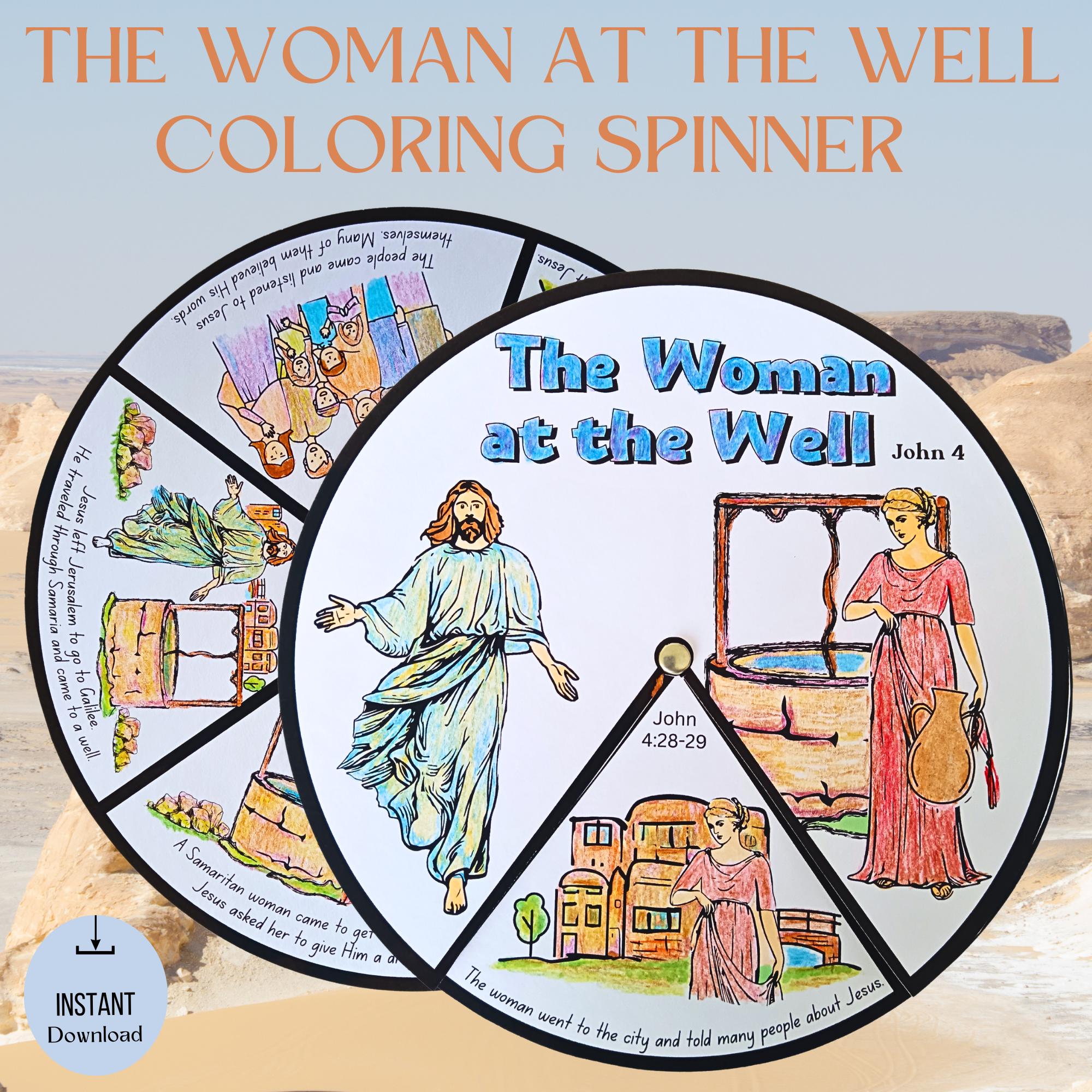 The Woman at the Well Coloring Spinner Wheel | Bible Craft for Kids ...