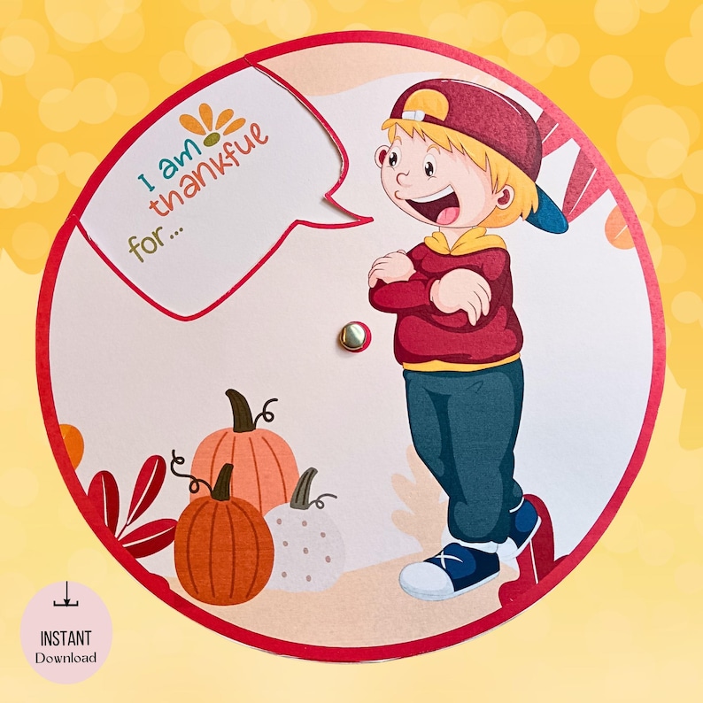 Printable I Am Thankful Spinner Wheel Craft, Thanksgiving Gratitude ...