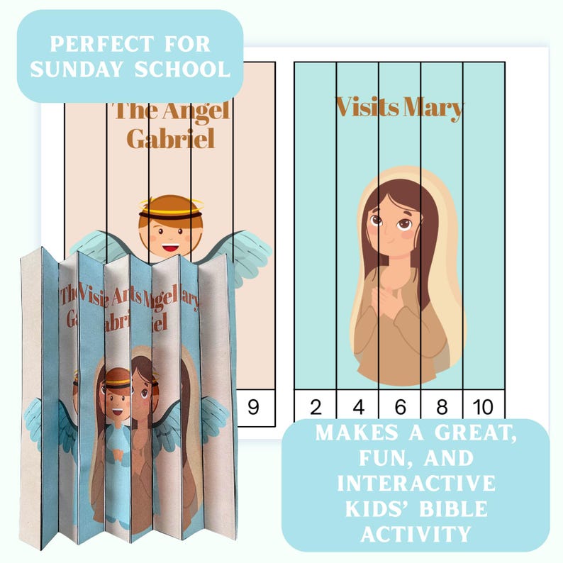 Printable Angel Gabriel Visits Mary Agamograph, Sunday School Nativity ...