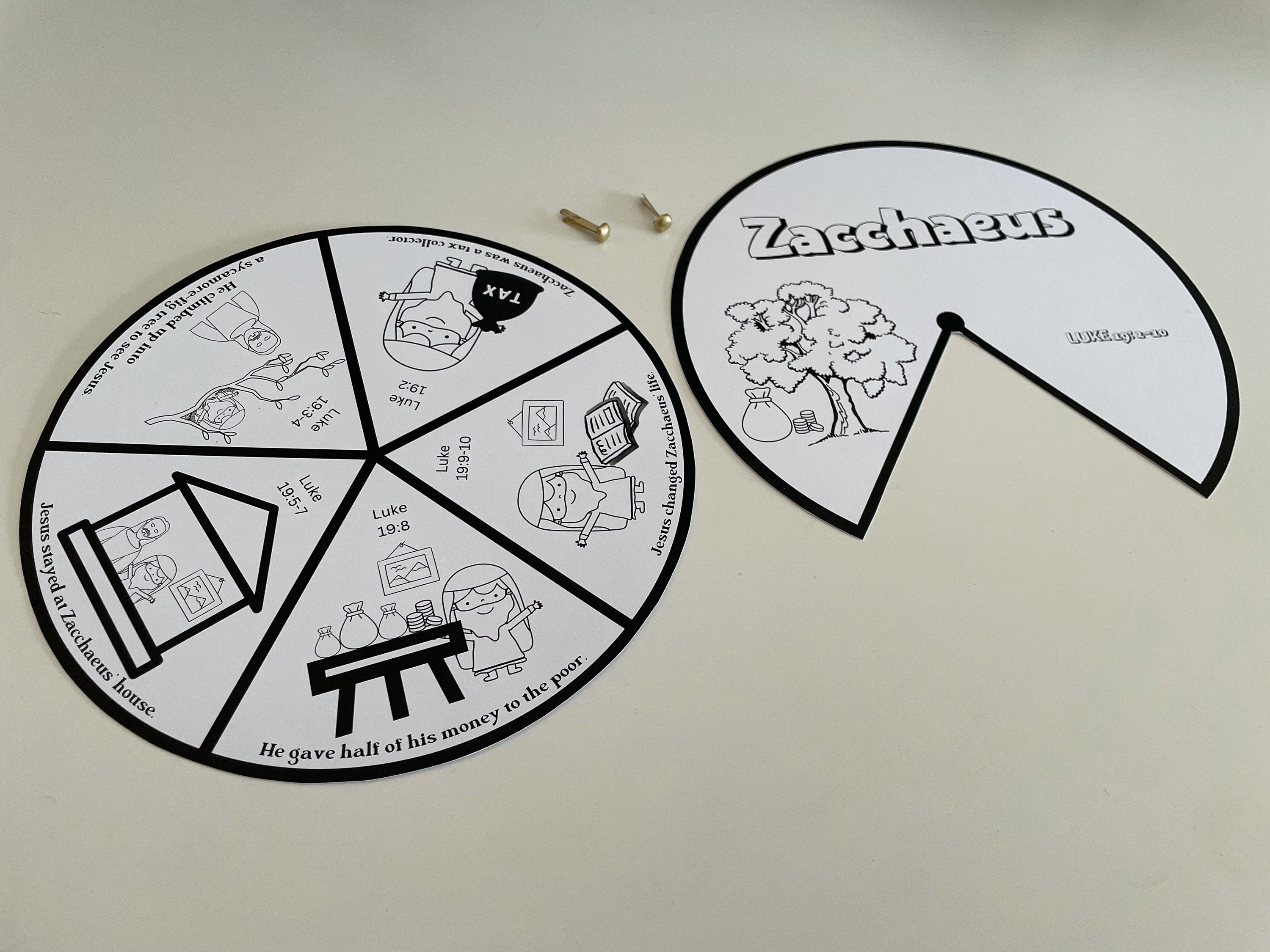 Zacchaeus Coloring Spinner Wheel Zacchaeus Craft Sunday School Craft ...