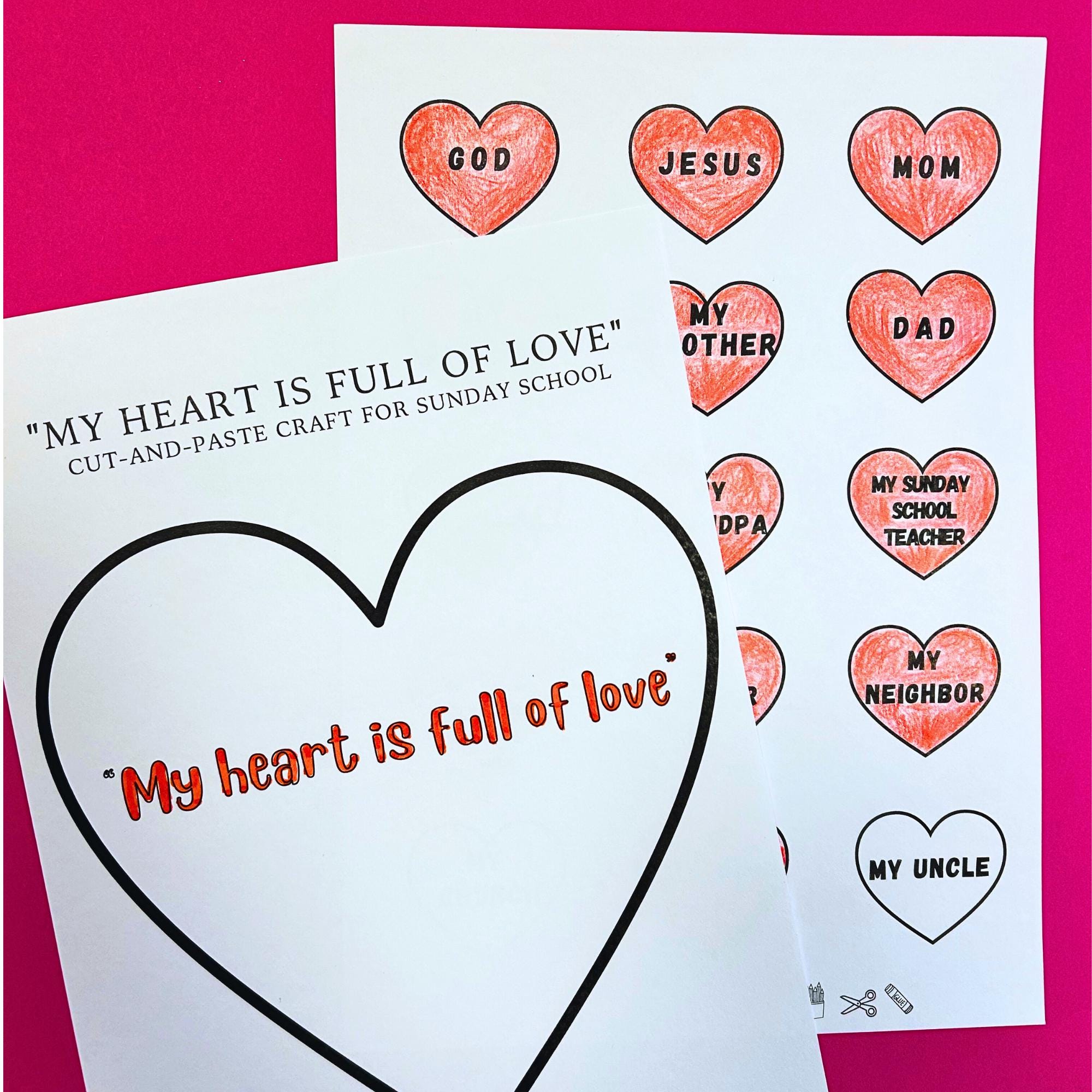 Valentine's Day Printable "my Heart is Full of Love" Cut-and-paste ...