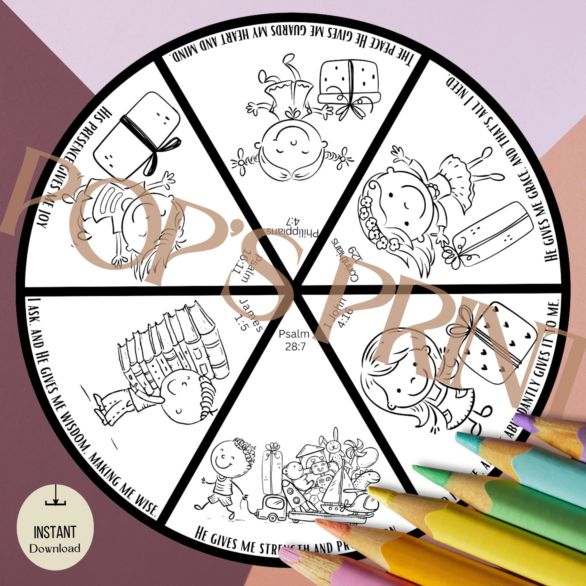 Printable Sunday School Craft God's Good Gifts to Me Coloring Wheel ...