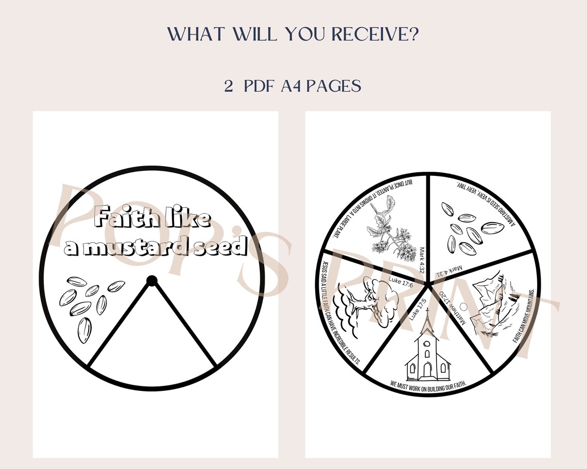 Faith Like a Mustard Seed Coloring Spinner Wheel Faith Like a Mustard ...