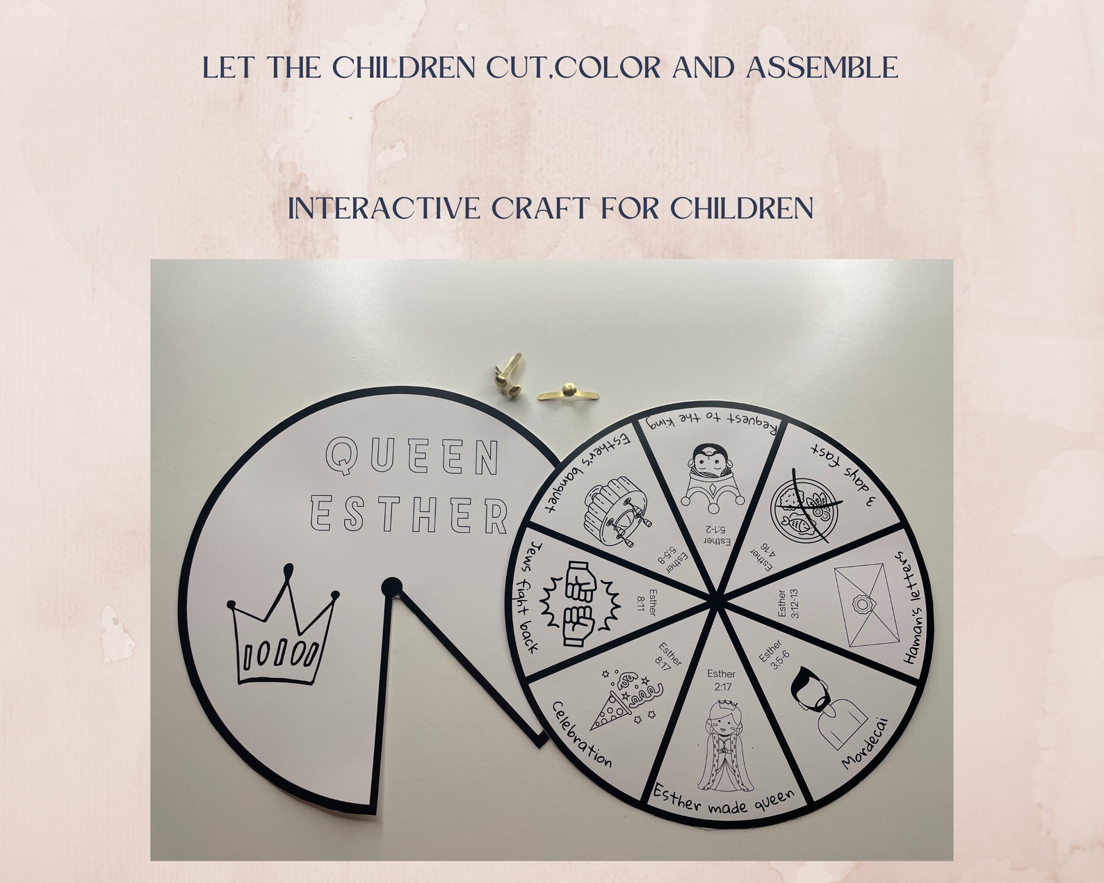 Queen Esther Coloring Spinner Wheel Queen Esther Craft - Etsy