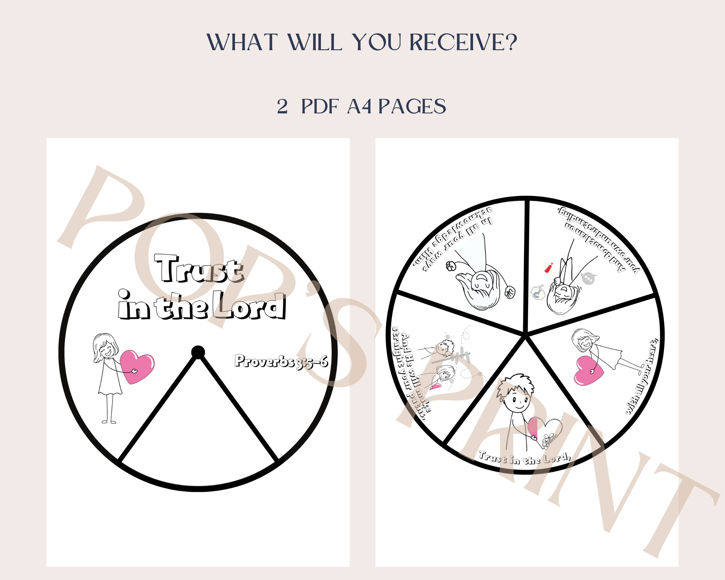 Trust in the Lord Coloring Spinner Wheel| Printable Bible Verse ...