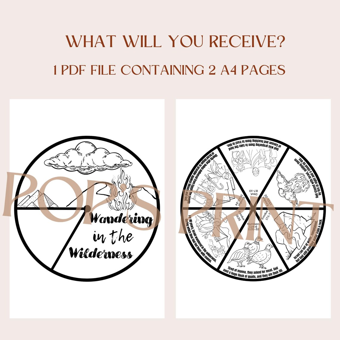 Sunday School Craft Wandering in the Wilderness Coloring Spinner Wheel ...