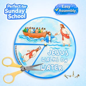Jesus Walks on Water Coloring Wheel, Sunday School Craft (digital ...