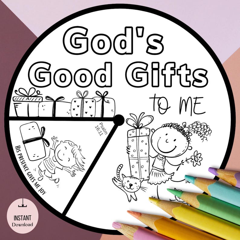 Printable Sunday School Craft God's Good Gifts to Me Coloring Wheel ...