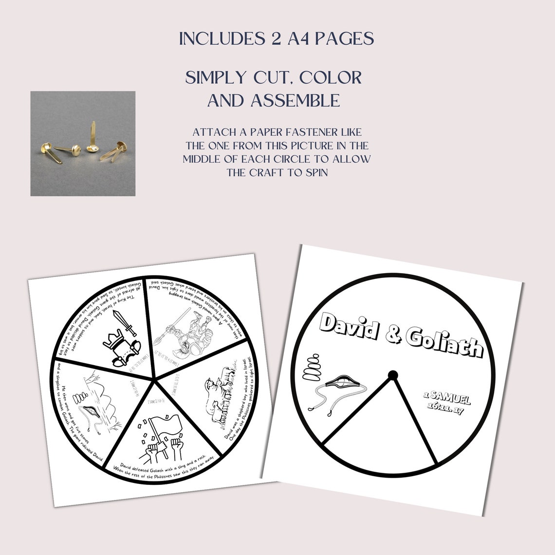 David and Goliath Coloring Spinner Wheel| David and Goliath Craft ...