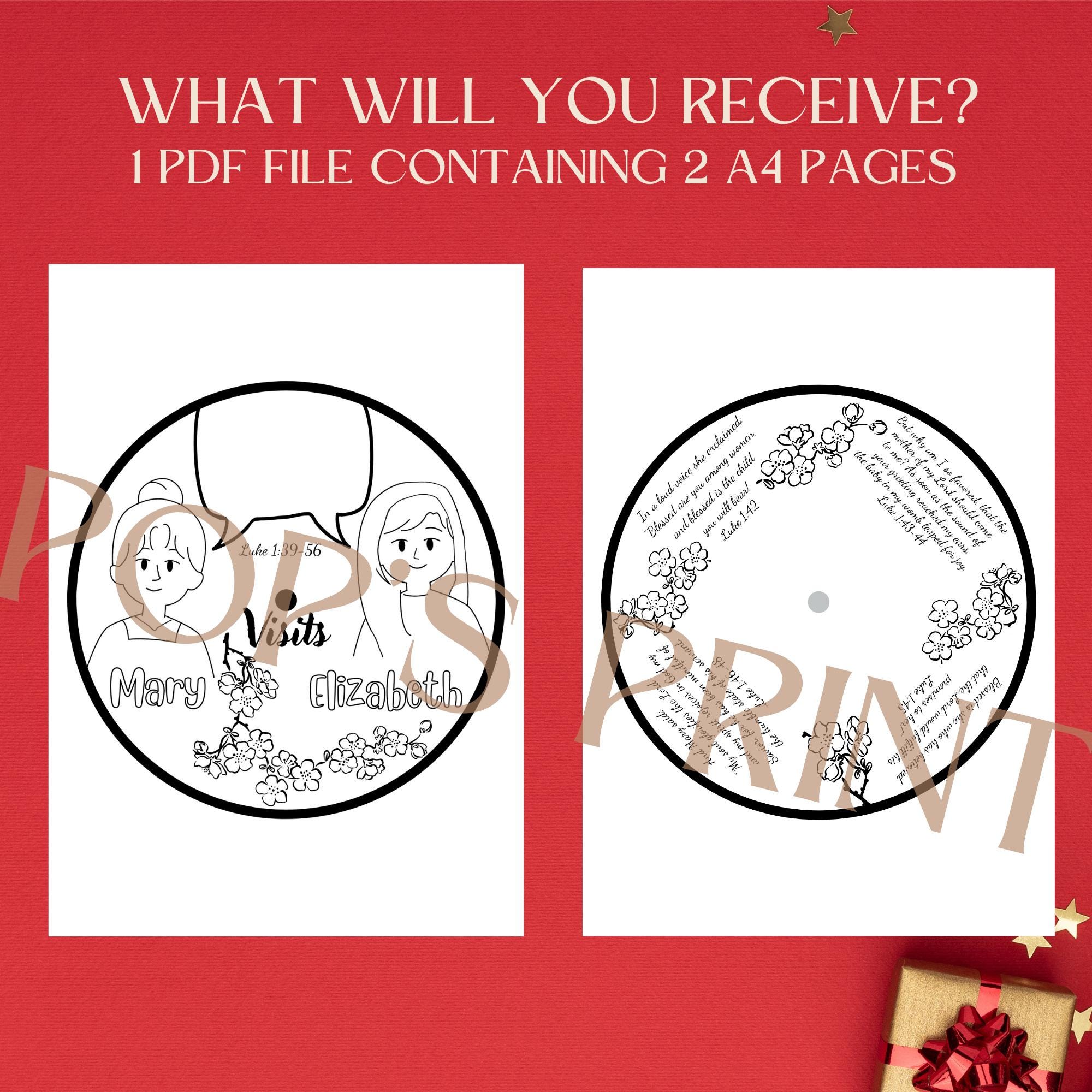 Sunday School Craft: Mary Visits Elizabeth Coloring Spinner Wheel ...