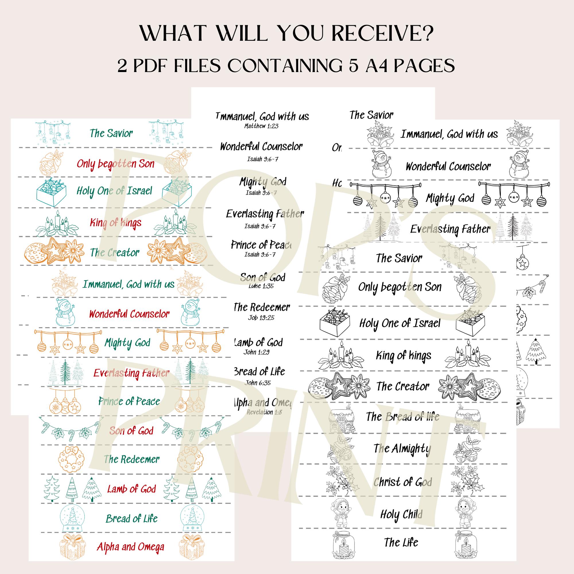 Names of Jesus 3D Paper Chain Garland Craft Printable Christmas ...