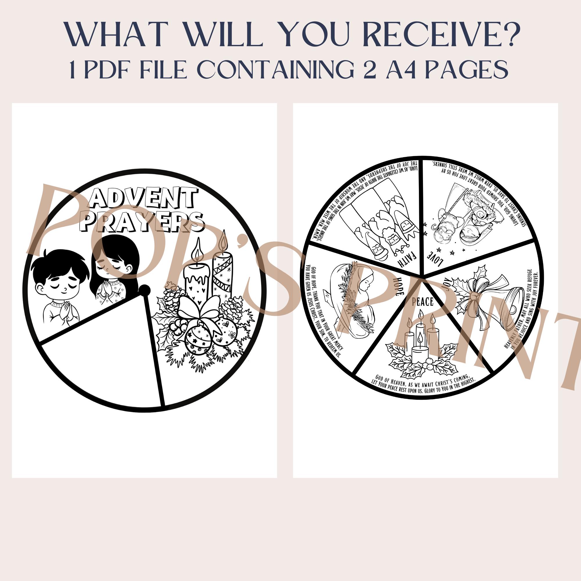 Advent Prayers Coloring Spinner Wheel, Sunday School Activity, Nativity ...