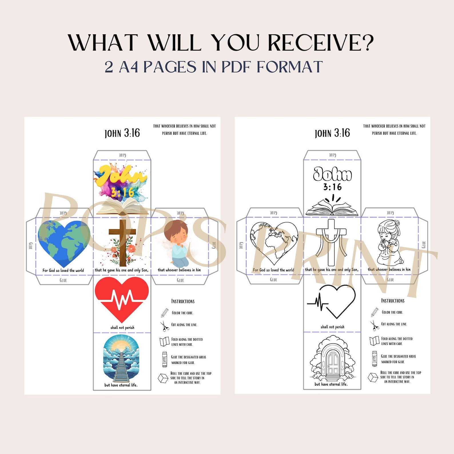 John 3:16 Cube Craft the Good News Printable Sunday School Bible ...
