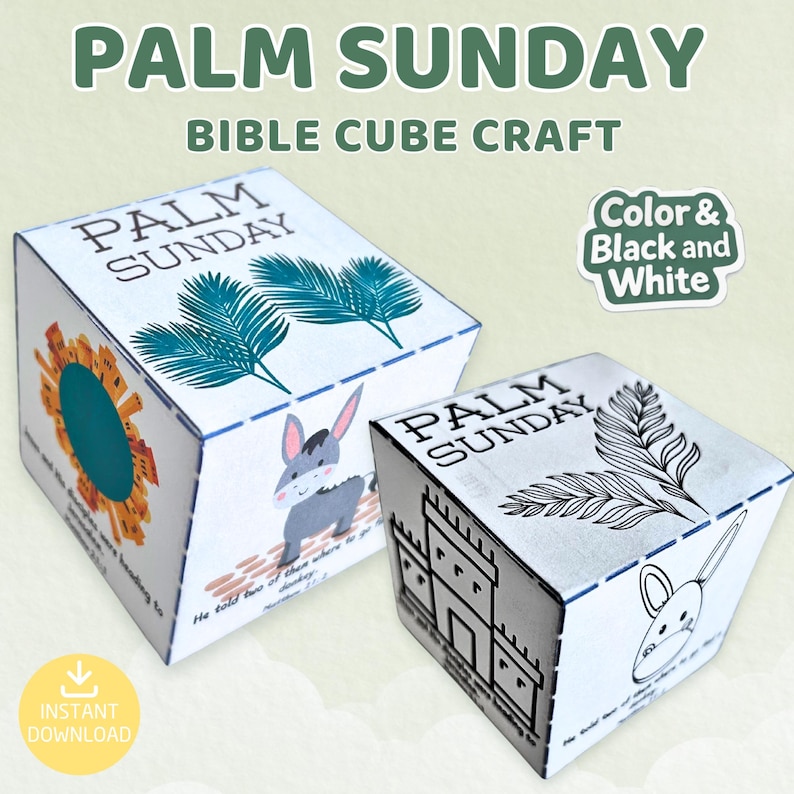 Palm Sunday Cube Craft |sunday School Bible Lesson & Easter Activity ...