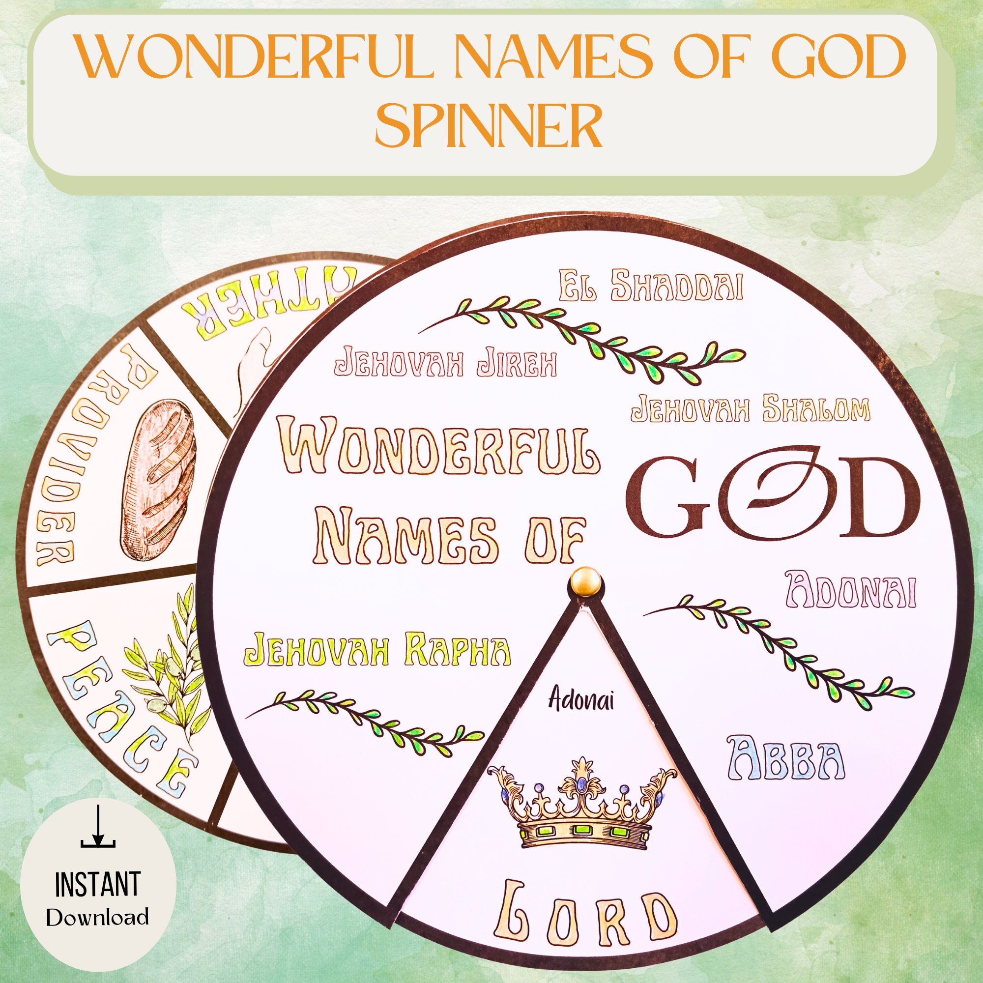 Printable Wonderful Names of God Coloring Spinner Wheel, Interactive ...