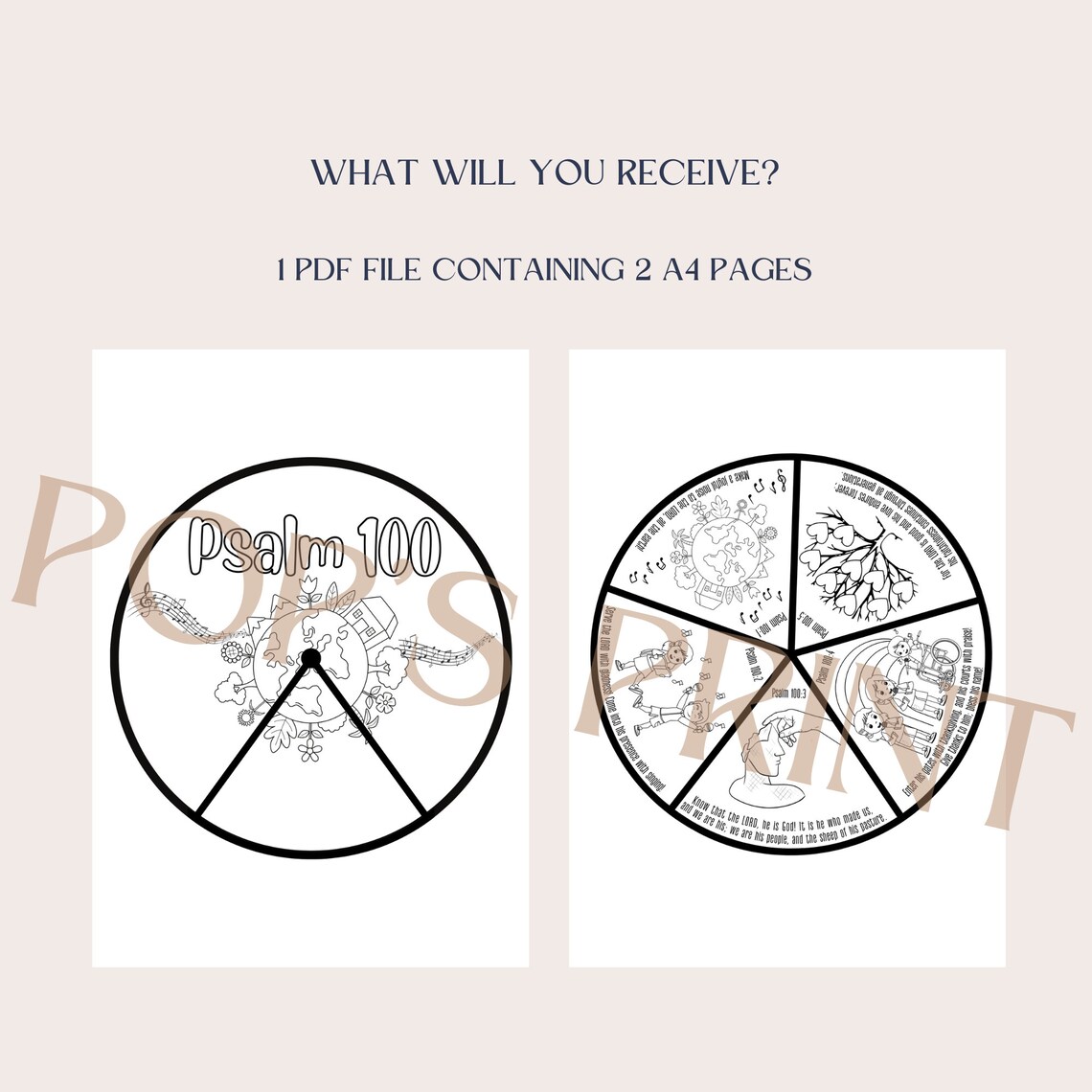 Printable Psalm 100 Coloring Spinner Wheel, Sunday School & Kids ...