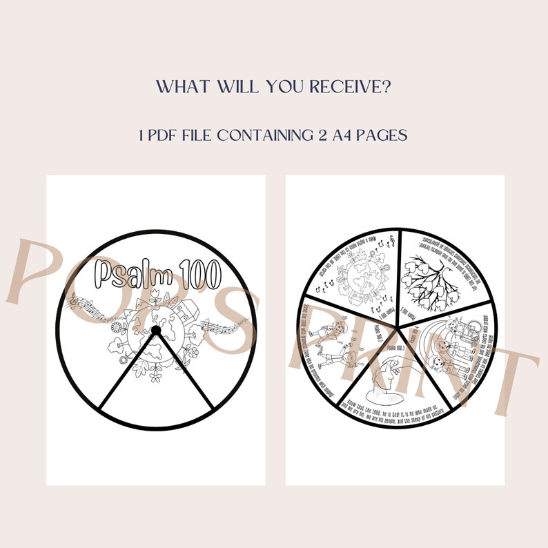 Printable Psalm 100 Coloring Spinner Wheel, Sunday School & Kids ...