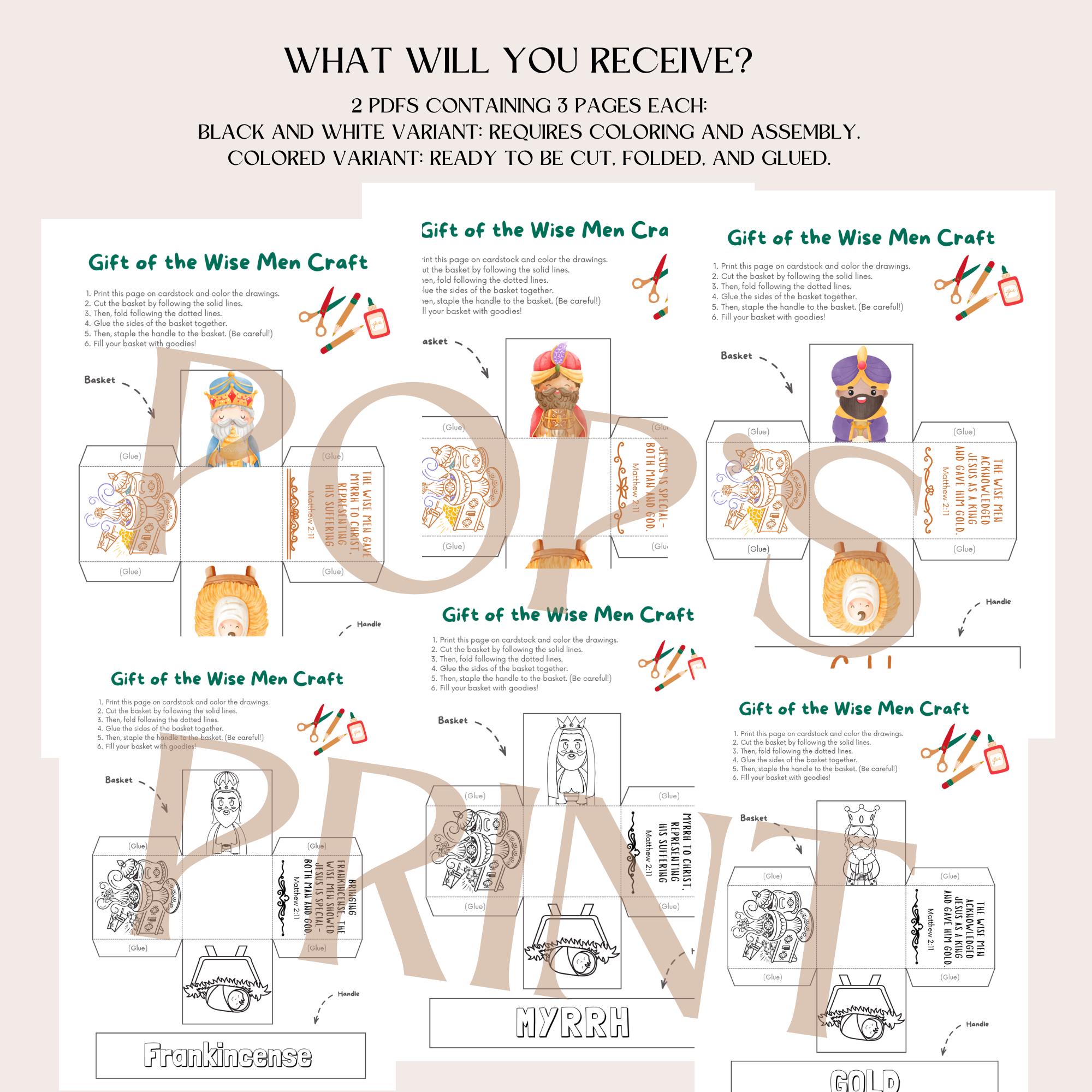 Printable Wise Men Gifts Craft, Nativity 3D Sunday School Activity ...