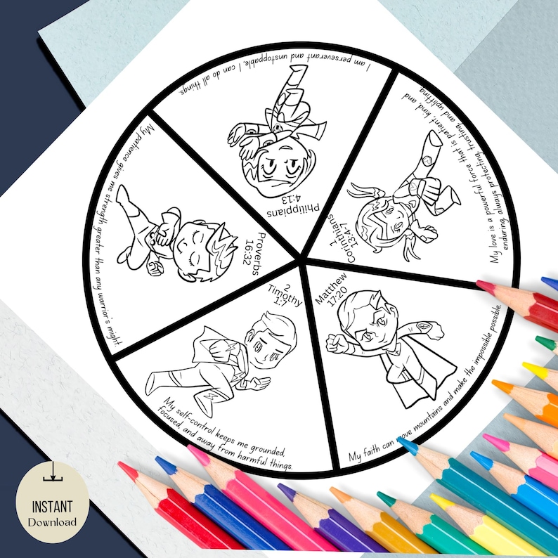 Sunday School Craft Christian Superpowers Spinner Wheel Printable Bible ...