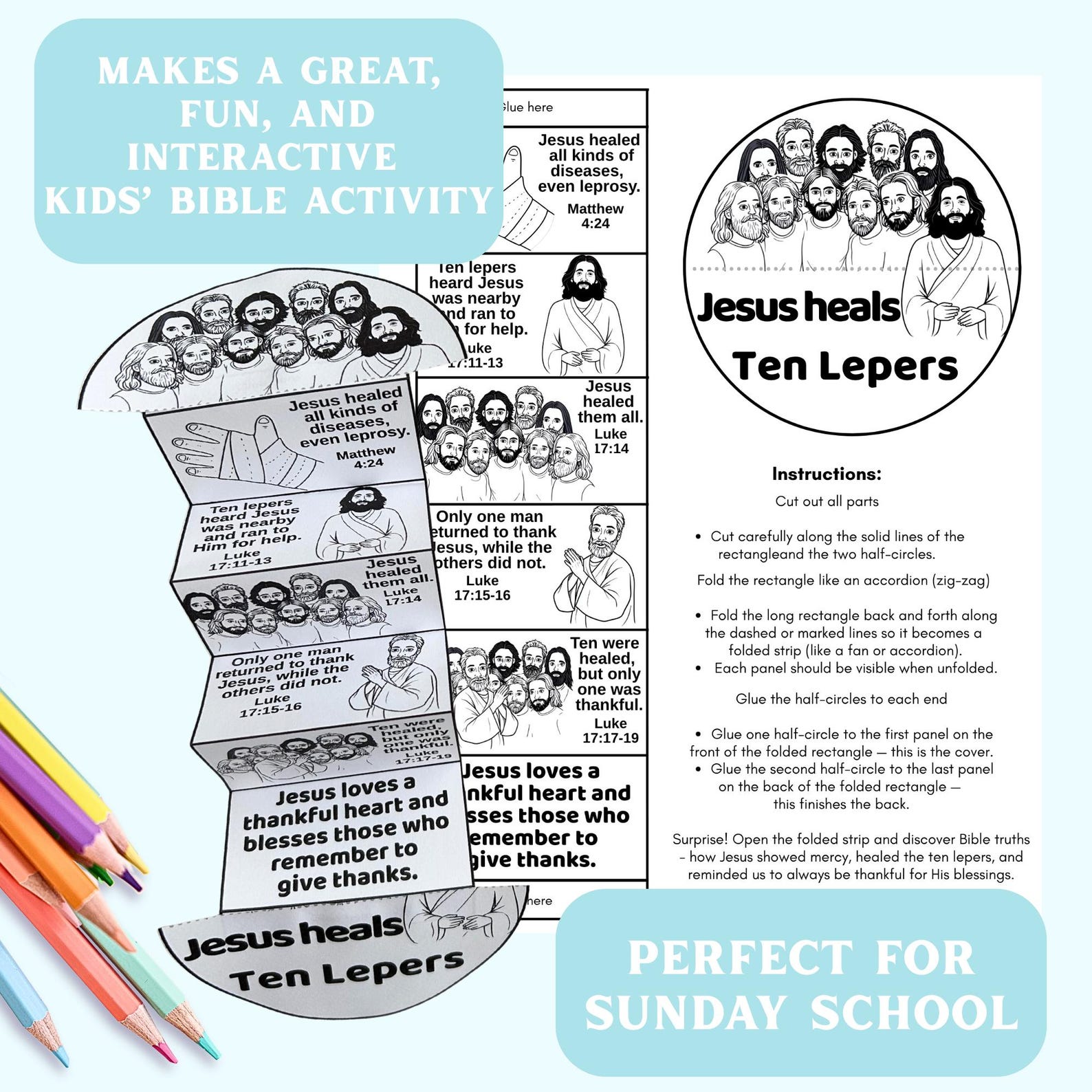 Jesus Heals Ten Lepers Bible Craft | Folding Surprise Printable ...