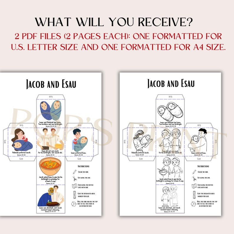 Printable Jacob and Esau Cube Sunday School Craft | Kids' Ministry ...