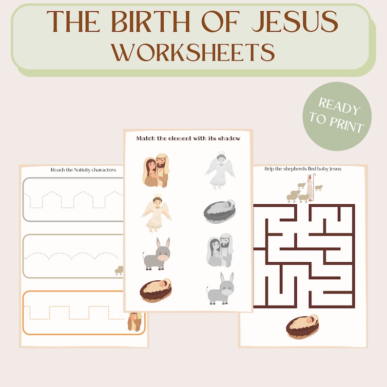 Nativity Worksheets | Sunday School Christmas Activity (digital ...