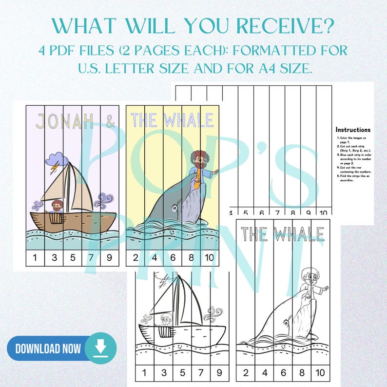 Printable Jonah and the Whale Agamograph – Sunday School Craft, Instant ...