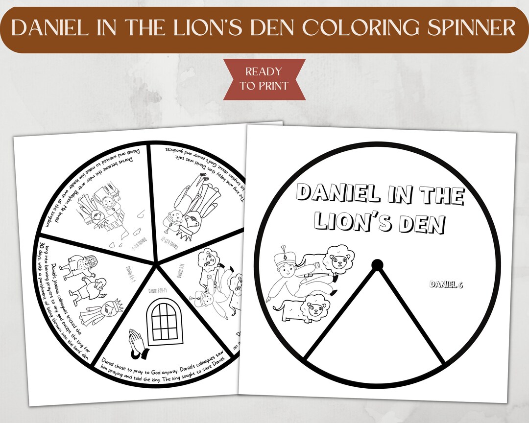 Daniel in the Lion's Den Coloring Spinner Wheel, Daniel Sunday School ...