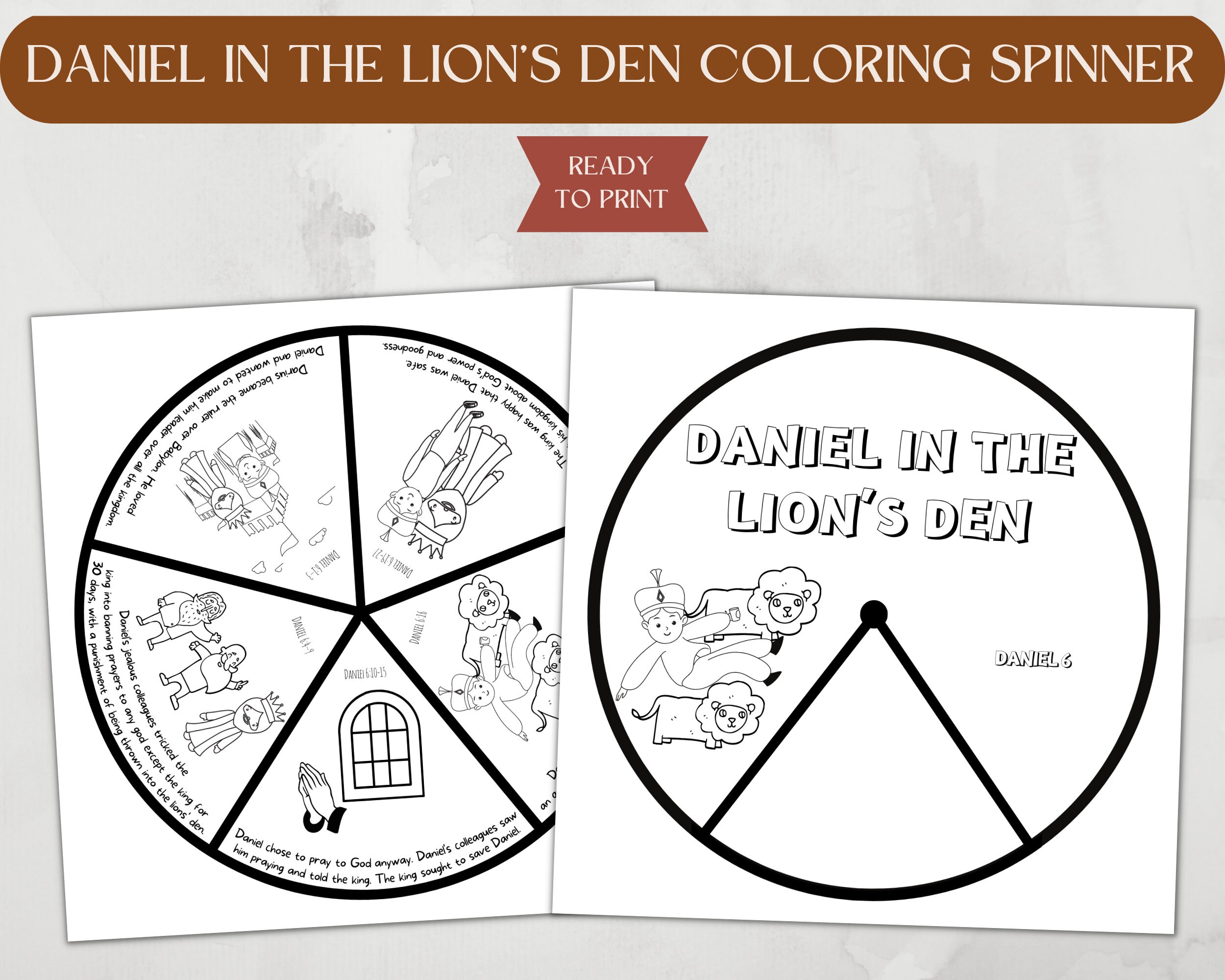 Daniel in the Lion's Den Coloring Spinner Wheel, Daniel Sunday School ...