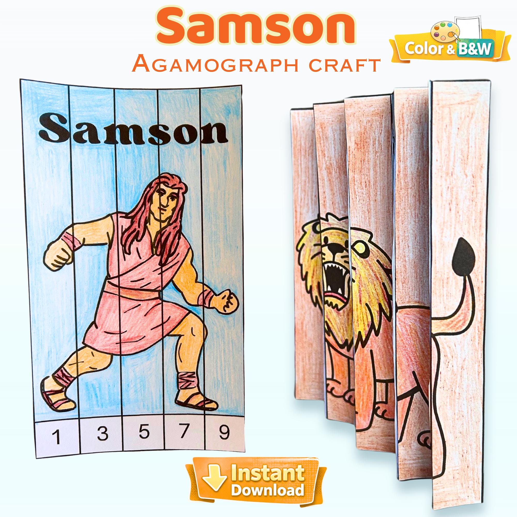 Printable Samson Agamograph – Sunday School Craft, Instant Download ...
