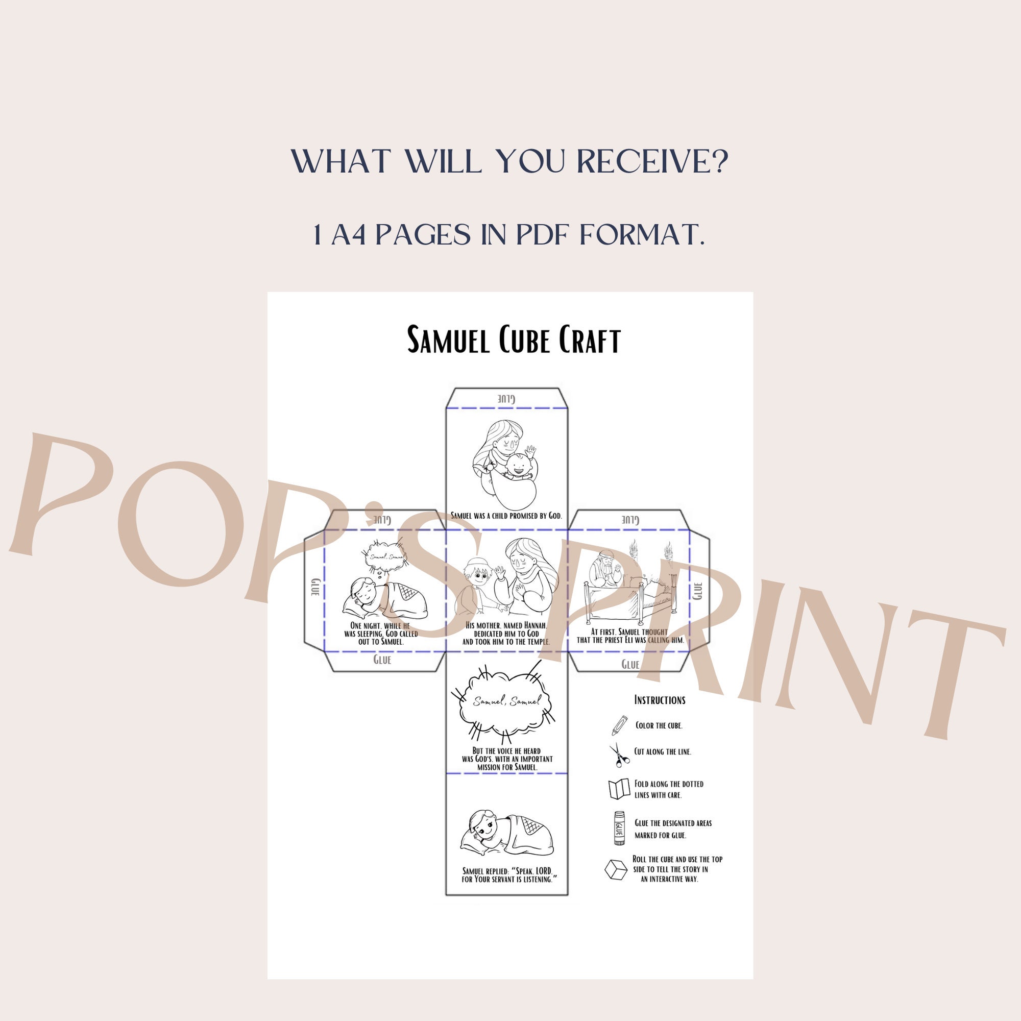 Samuel Cube Craft Samuel Printable Bible Activity Samuel Memory Game ...